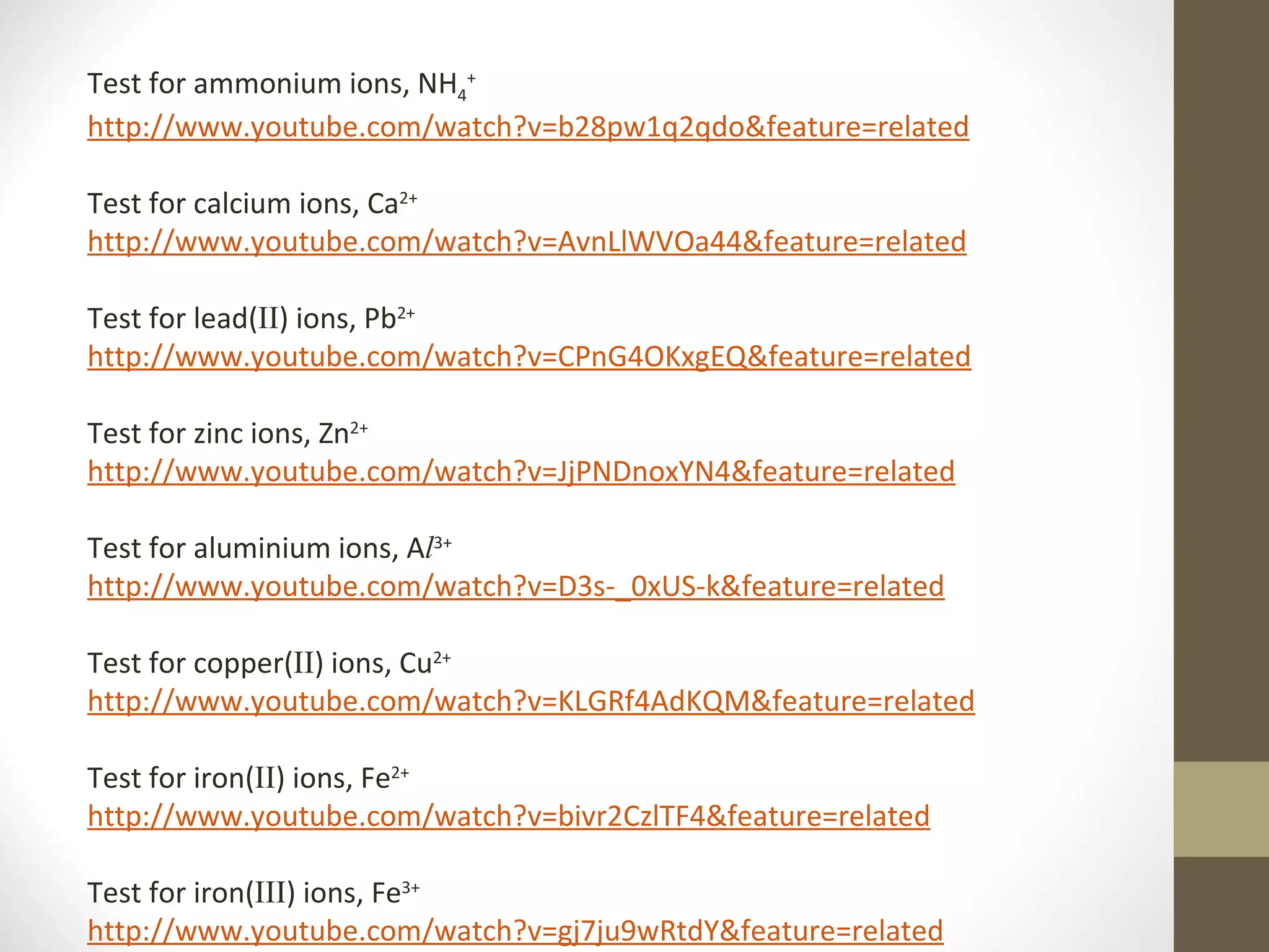 E-learning Identification of ions and gases | PPT