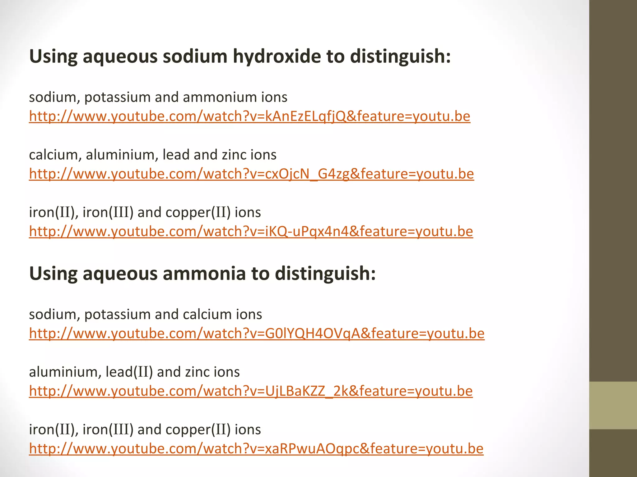 E-learning Identification of ions and gases | PPT