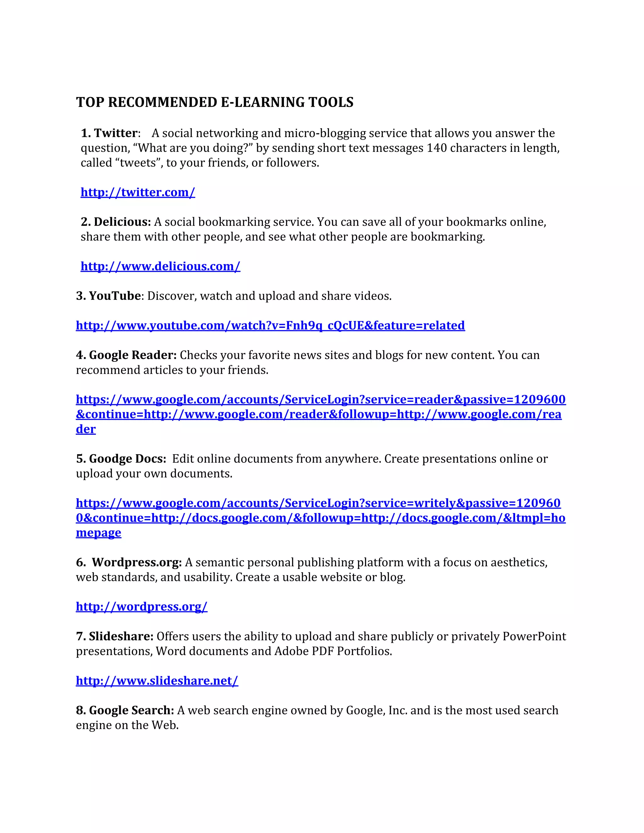 E learning tools | PDF