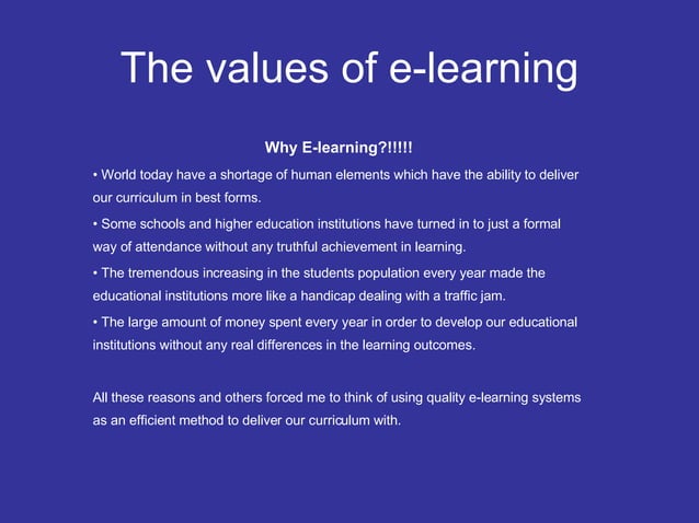 Elearning Values | PPT