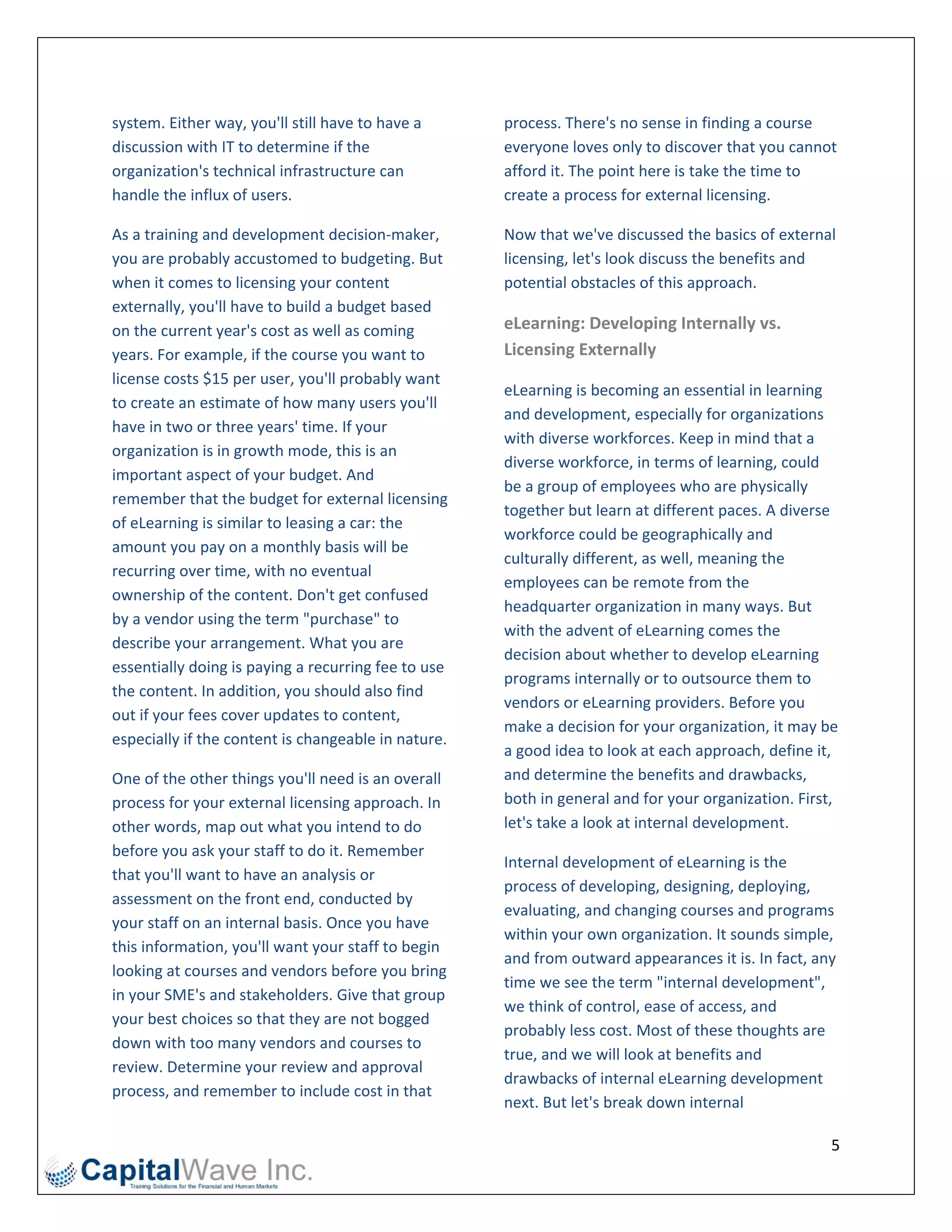 Elearning: Your Foundation for Success -- White Paper July 2010 | PDF