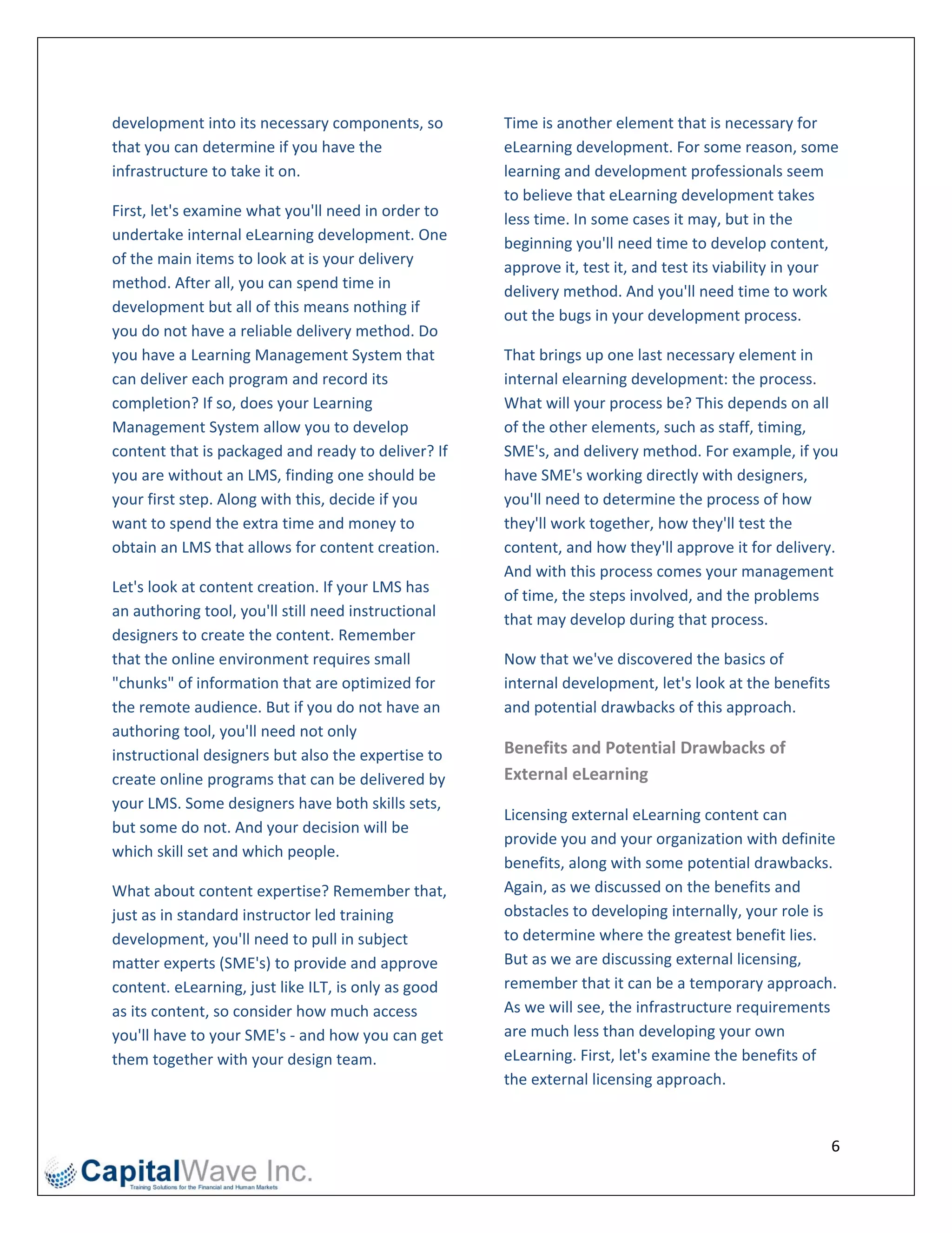 Elearning: Your Foundation for Success -- White Paper July 2010 | PDF