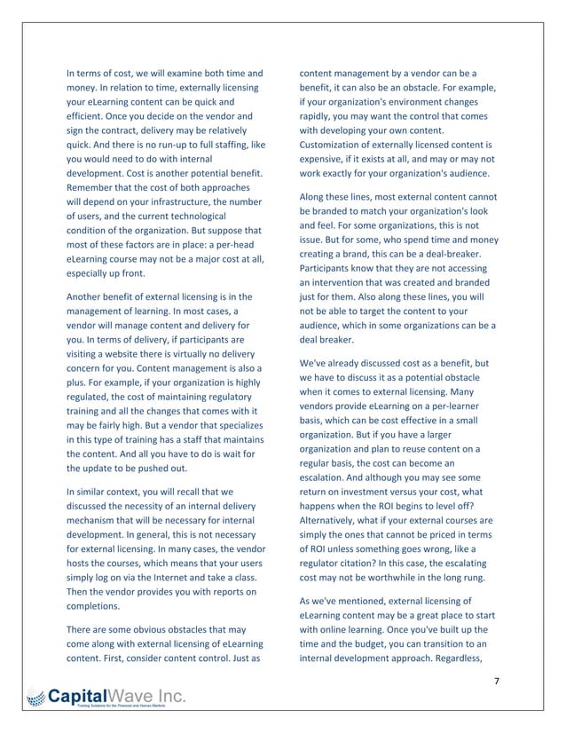 Elearning: Your Foundation for Success -- White Paper July 2010 | PDF