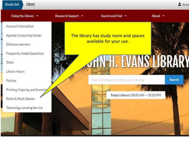E-LEARN: The Evans Library Website | PPT