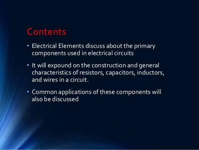Elec01 electrical elements