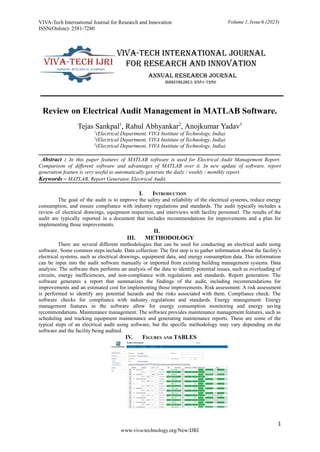 Review on Electrical Audit Management in MATLAB Software. | PDF