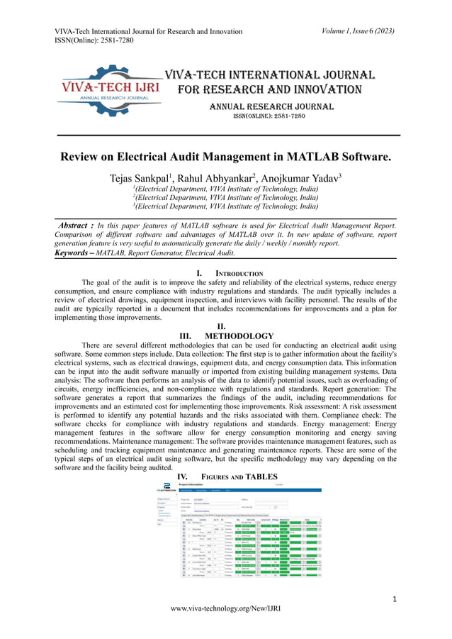 Review on Electrical Audit Management in MATLAB Software. | PDF