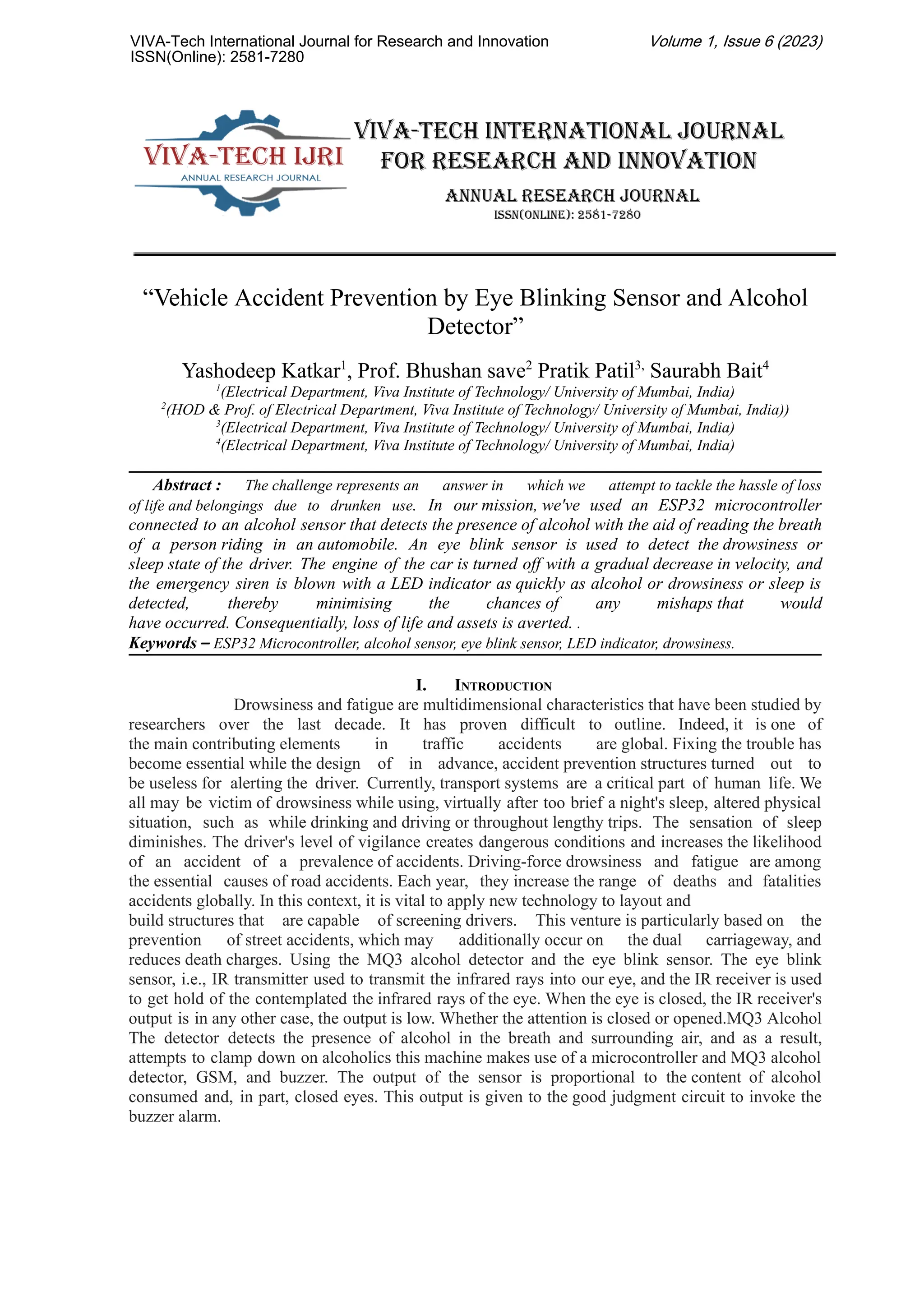 Vehicle Accident Prevention by Eye Blinking Sensor and Alcohol Detector ...