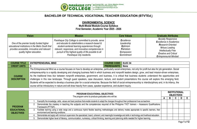 BTVTED ELEC ENTREPRENEURIAL MINDSETTINGS | DOCX | Professional School ...