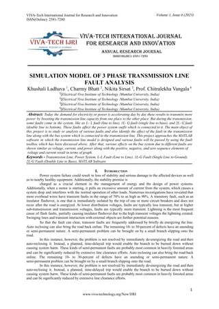 SIMULATION MODEL OF 3 PHASE TRANSMISSION LINE FAULT ANALYSIS | PDF