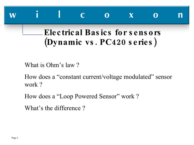 Wilcoxon - Accelerometer Electronic Basics | PPT