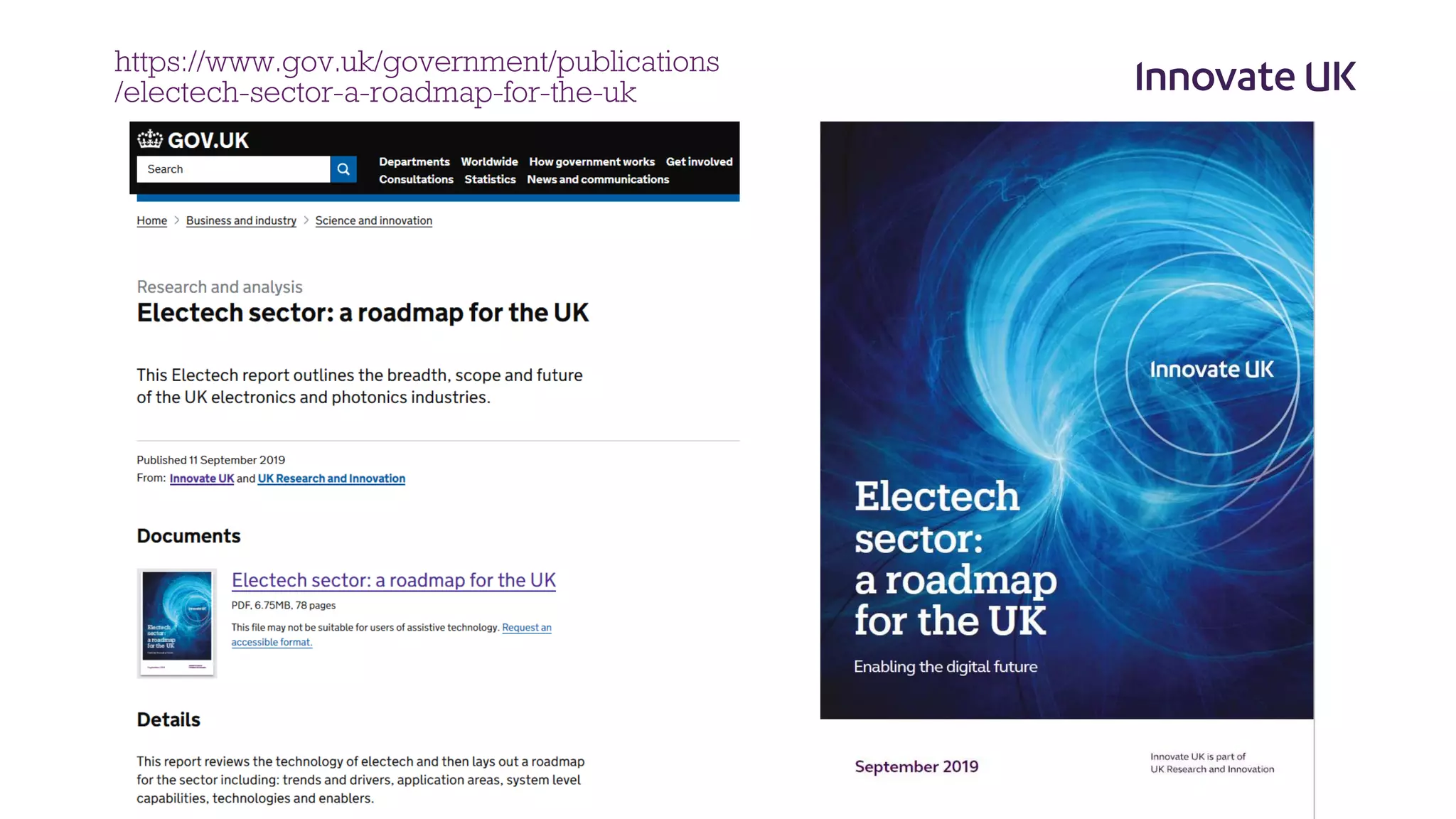 Electech sector: a roadmap for the UK - Enabling the digital future | PPT