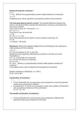 Electicity notes by r k chaudhari sir | PDF | Physics | Science