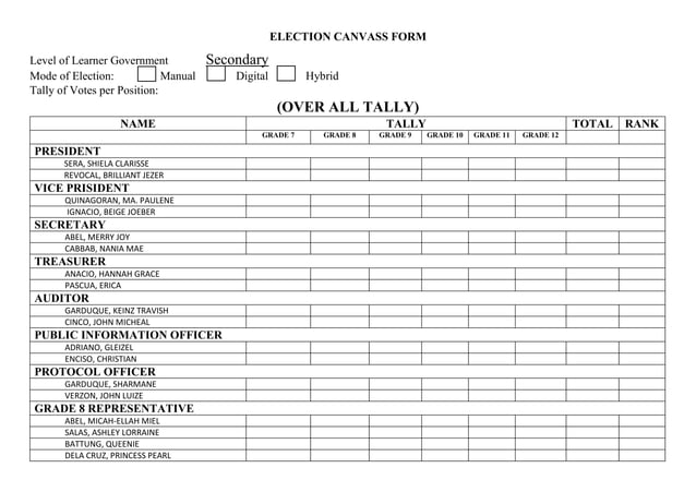 ELECTION CANVASS FORM.docx | Elections | Politics