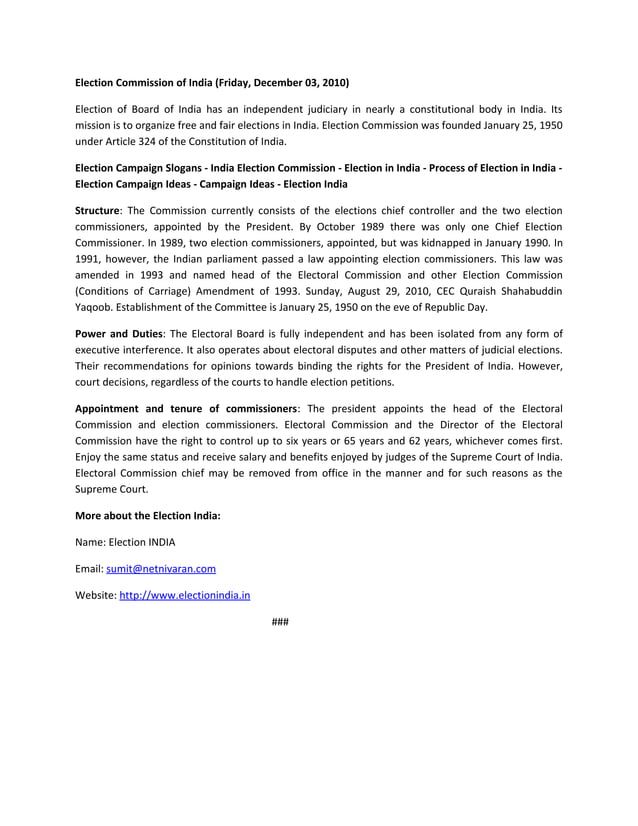 Election commission of india | PDF