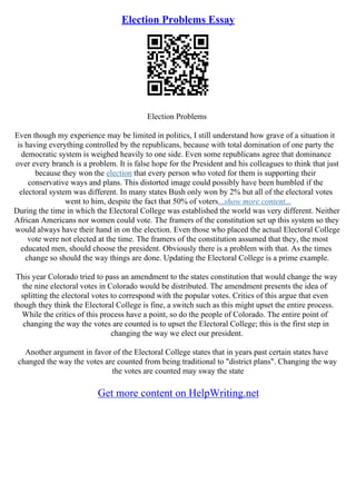 Election Essay Topics | PDF | Civic affairs | Politics