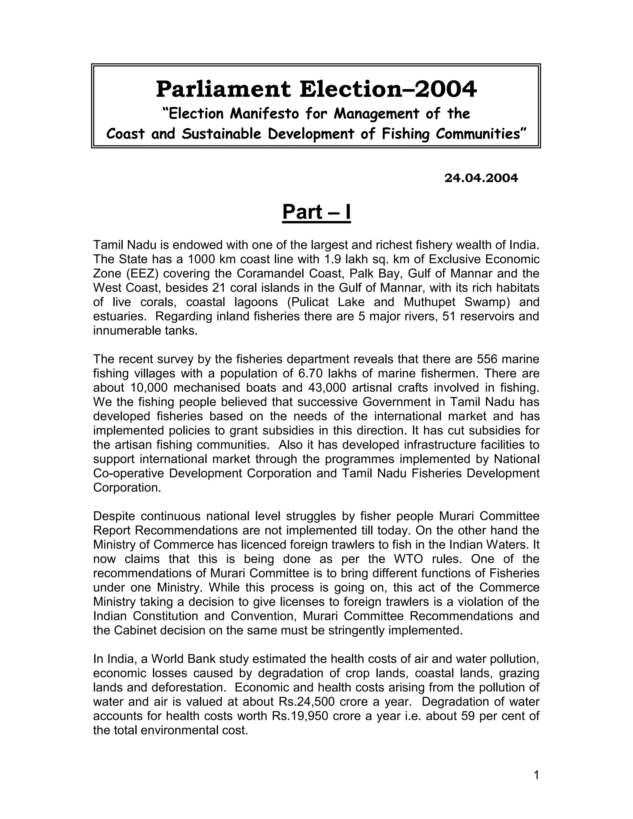 Election manifesto for management of coast | PDF