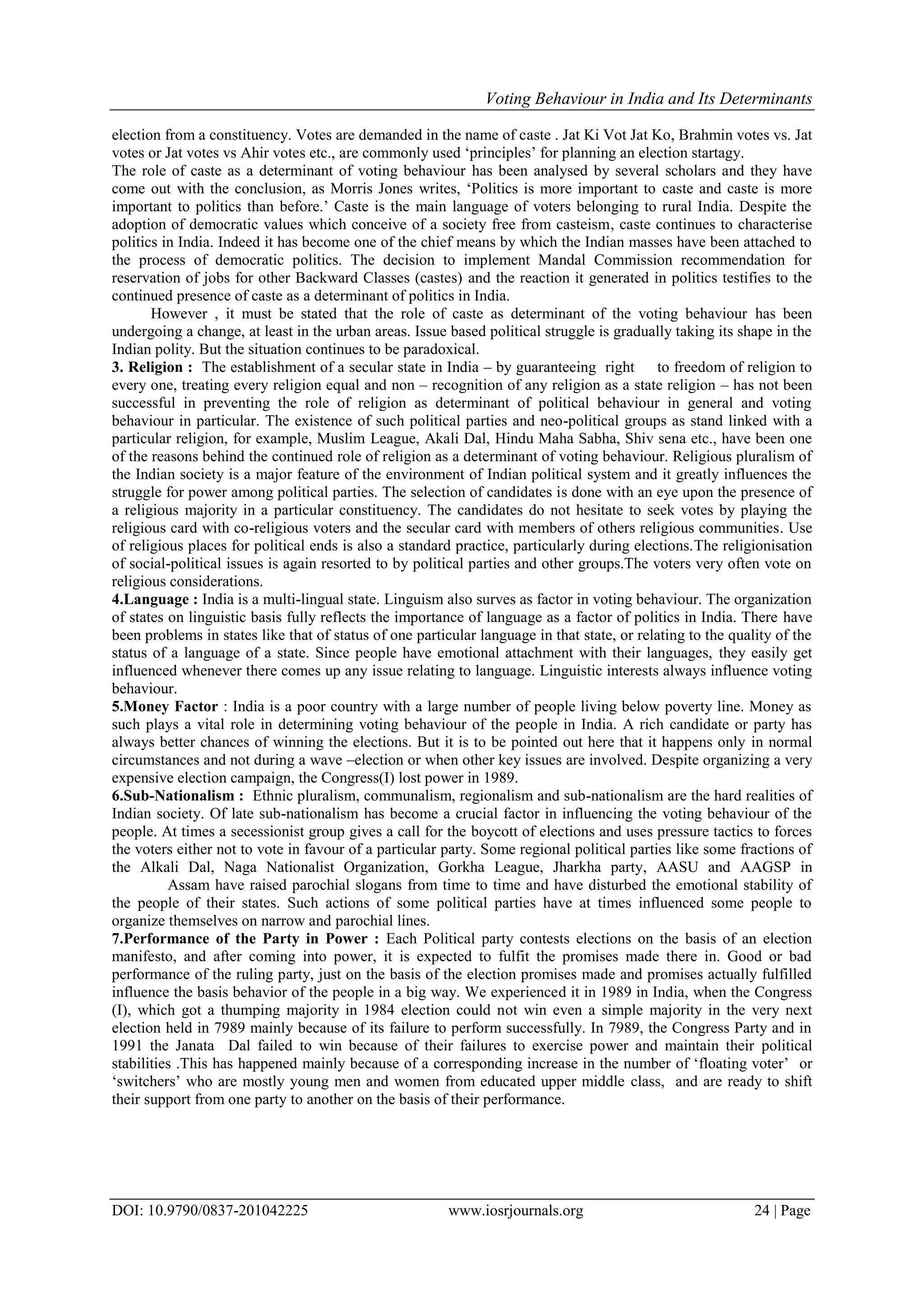 Election, particiption and voting behaviour | PDF