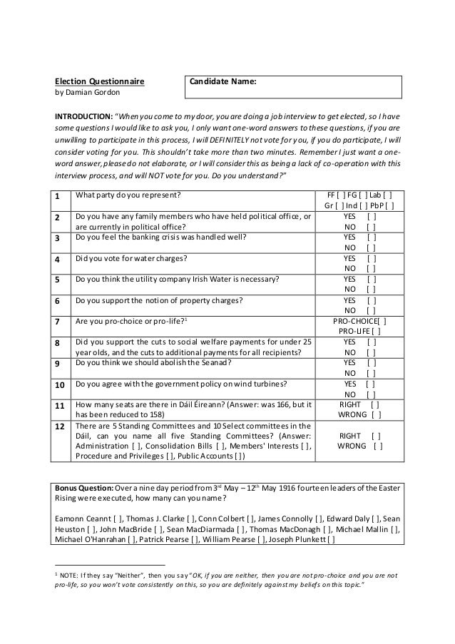 Election Questionnaire
