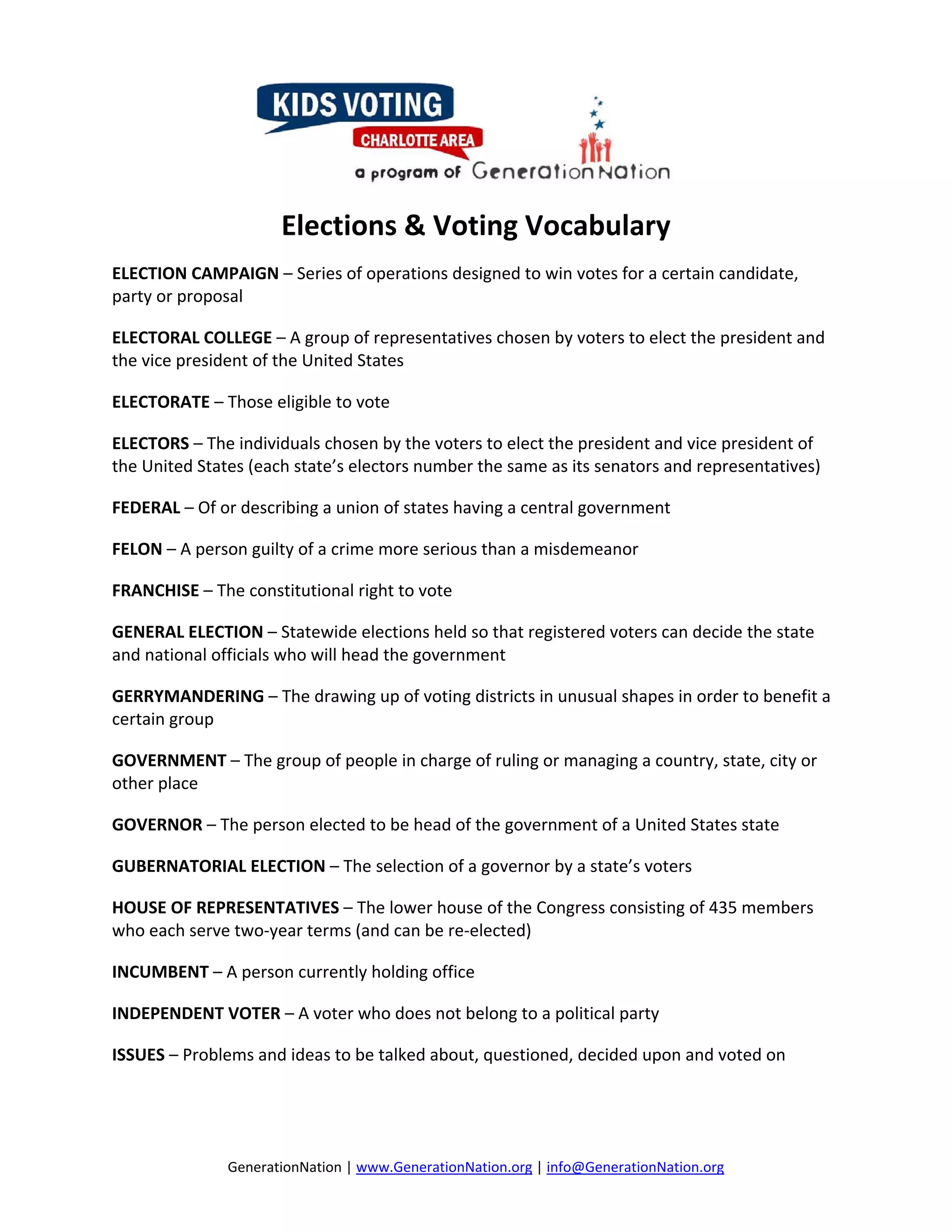Electionsand votingvocab | PDF