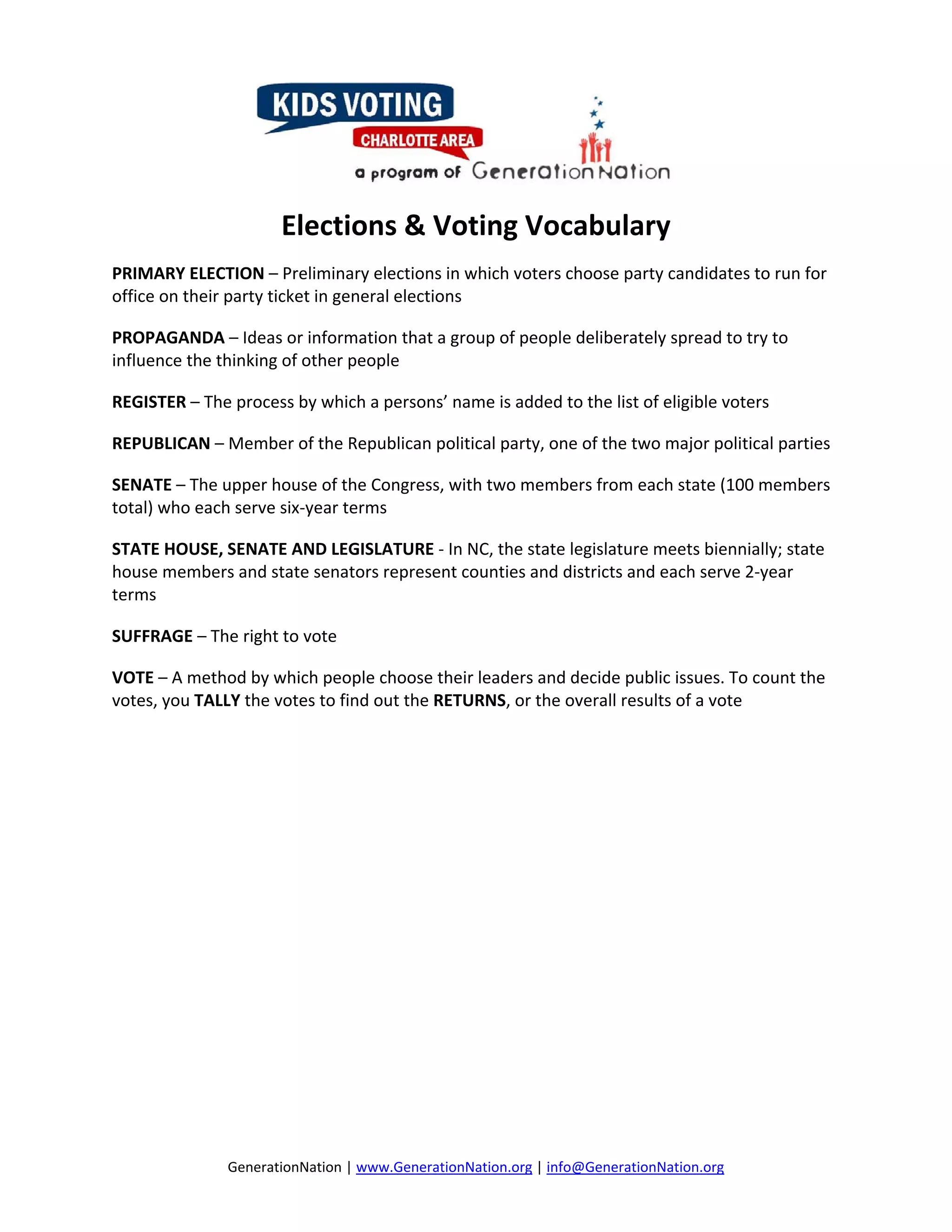 Electionsand votingvocab | PDF