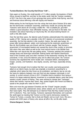 Tunisia Elections: the Country that Chose “Life”… (By Chema Gargouri ...