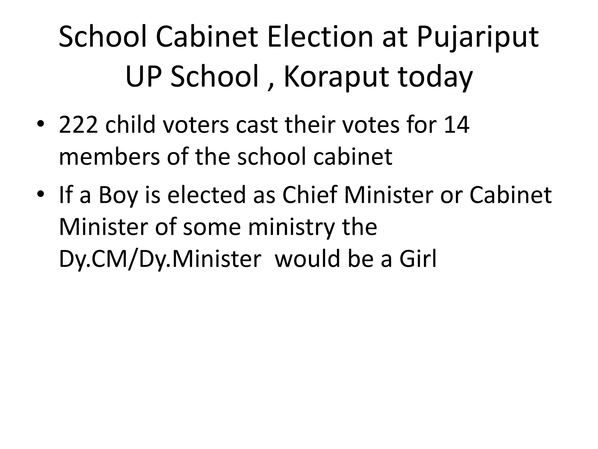Elections to school cabinet held at pujariput up school | PPSX