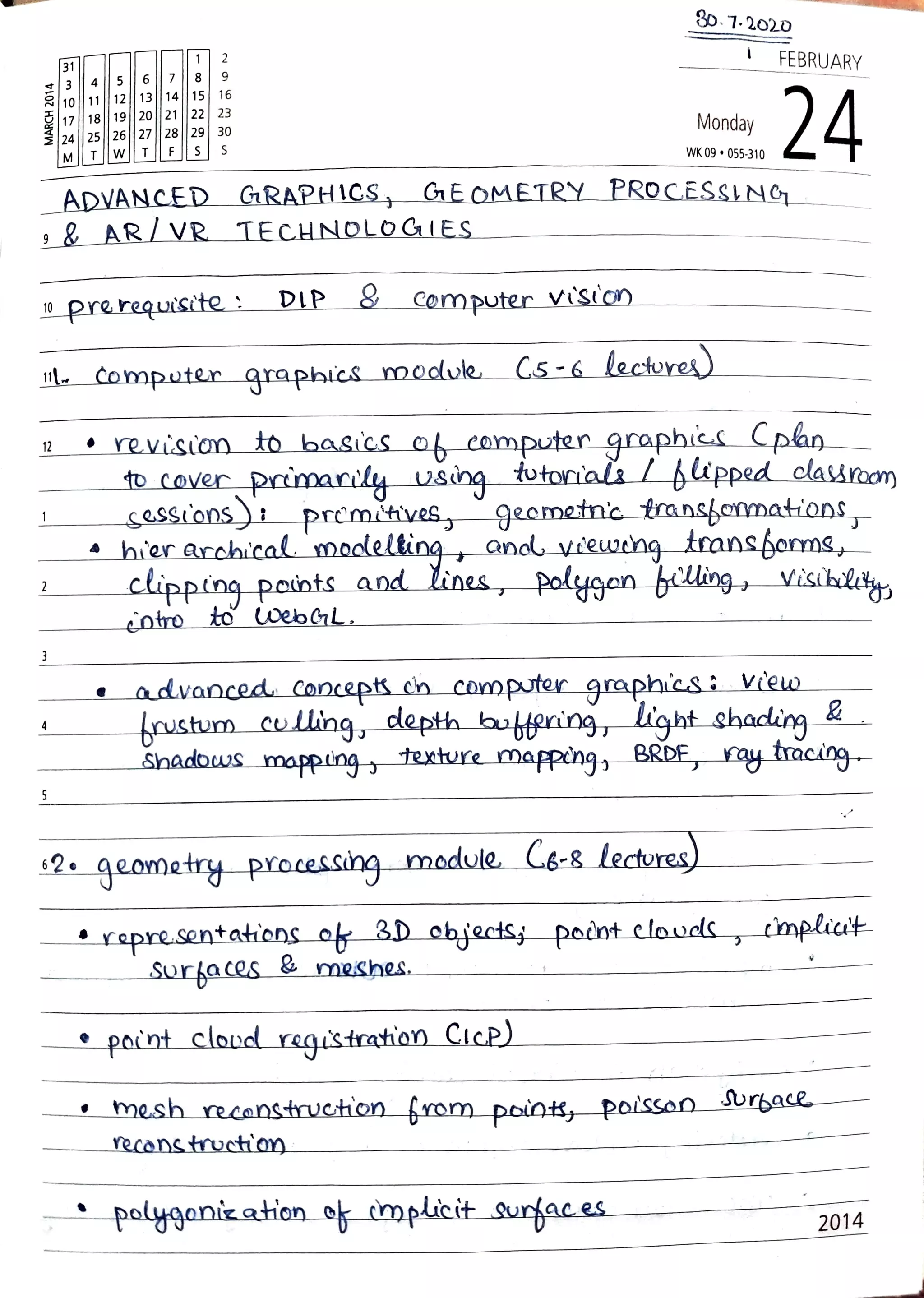 Advanced Graphics, Geometry processing, & AR/VR technologies: Course Topics | PDF