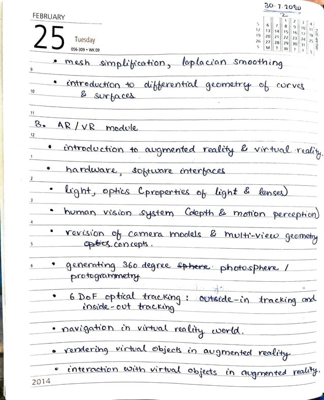 Advanced Graphics, Geometry processing, & AR/VR technologies: Course Topics | PDF