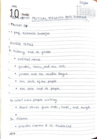 Critical viewing and Reading: Course Topics | PDF