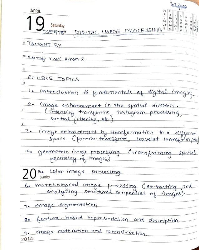 Digital Image Processing: Course Topics | PDF