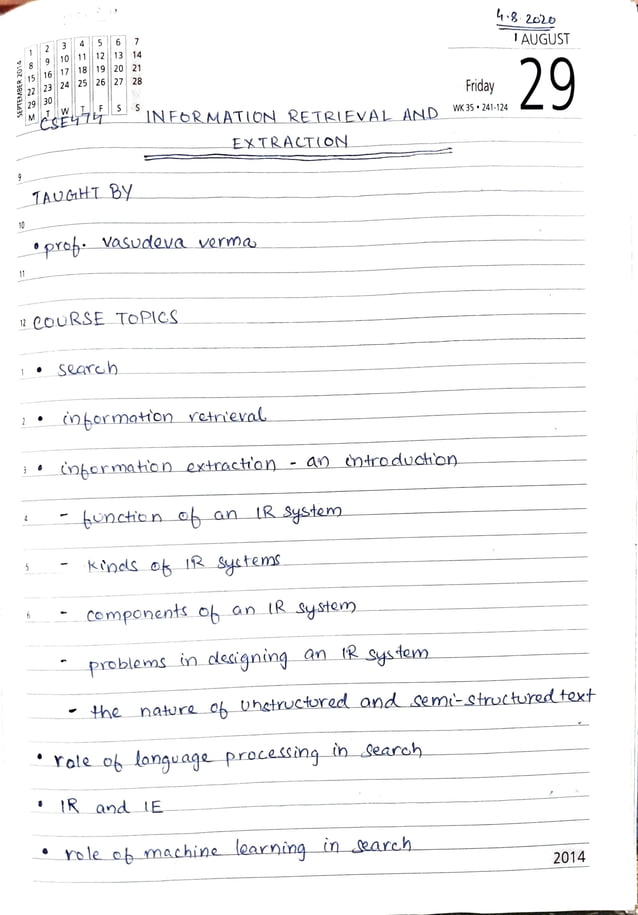 Information Retrieval and Extraction: Course Topics | PDF