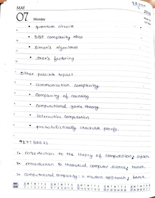 Modern Complexity theory: Course Topics | PDF
