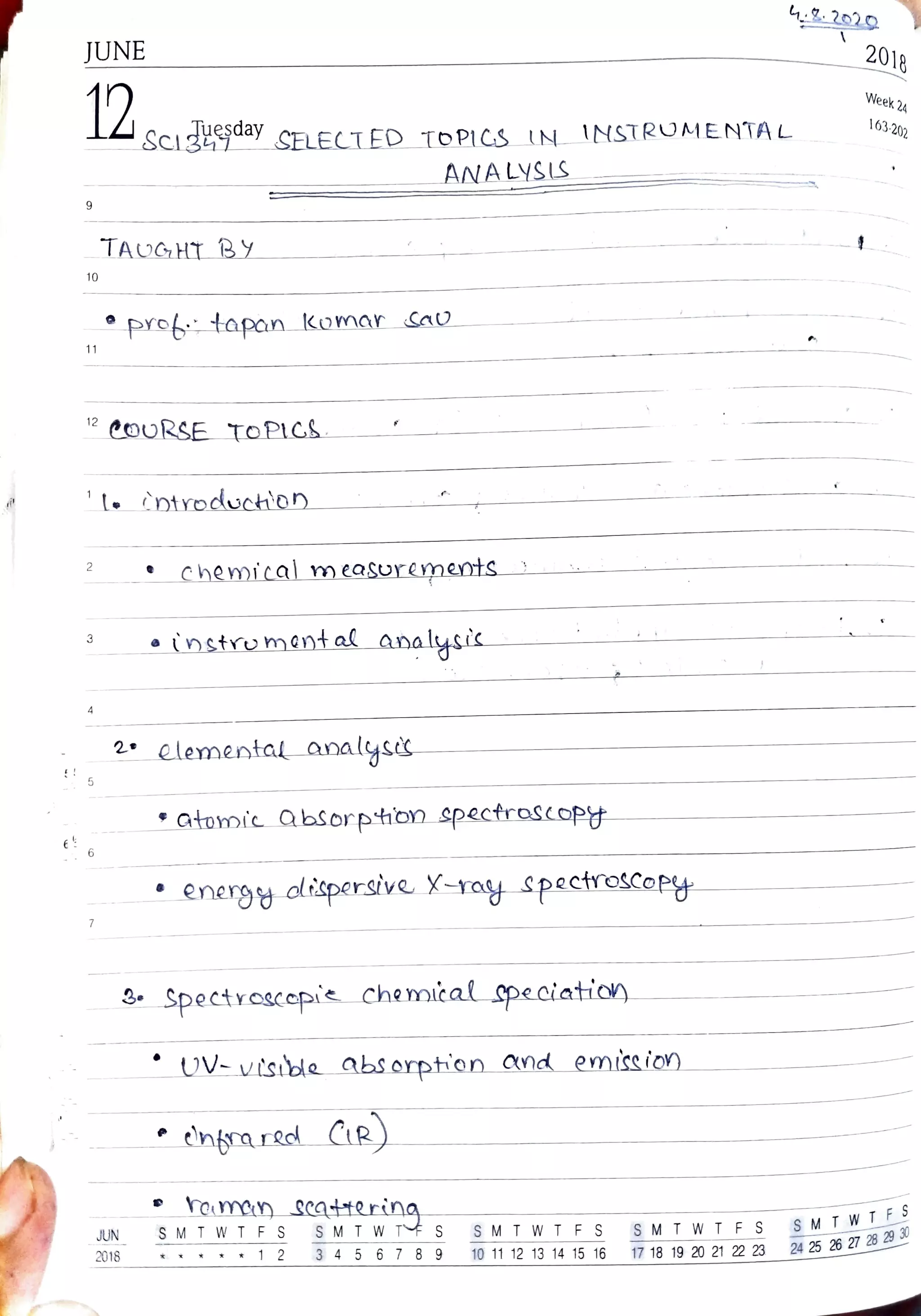 Selected topics in Instrumental analysis: Course Topics | PDF