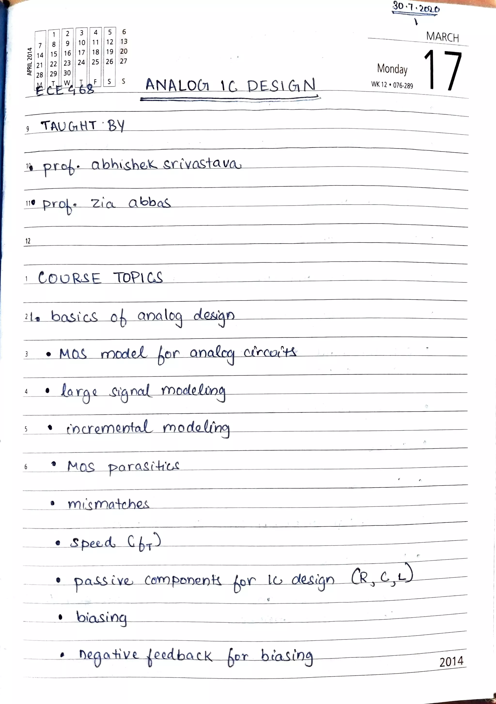 Analog IC design: Course topics | PDF
