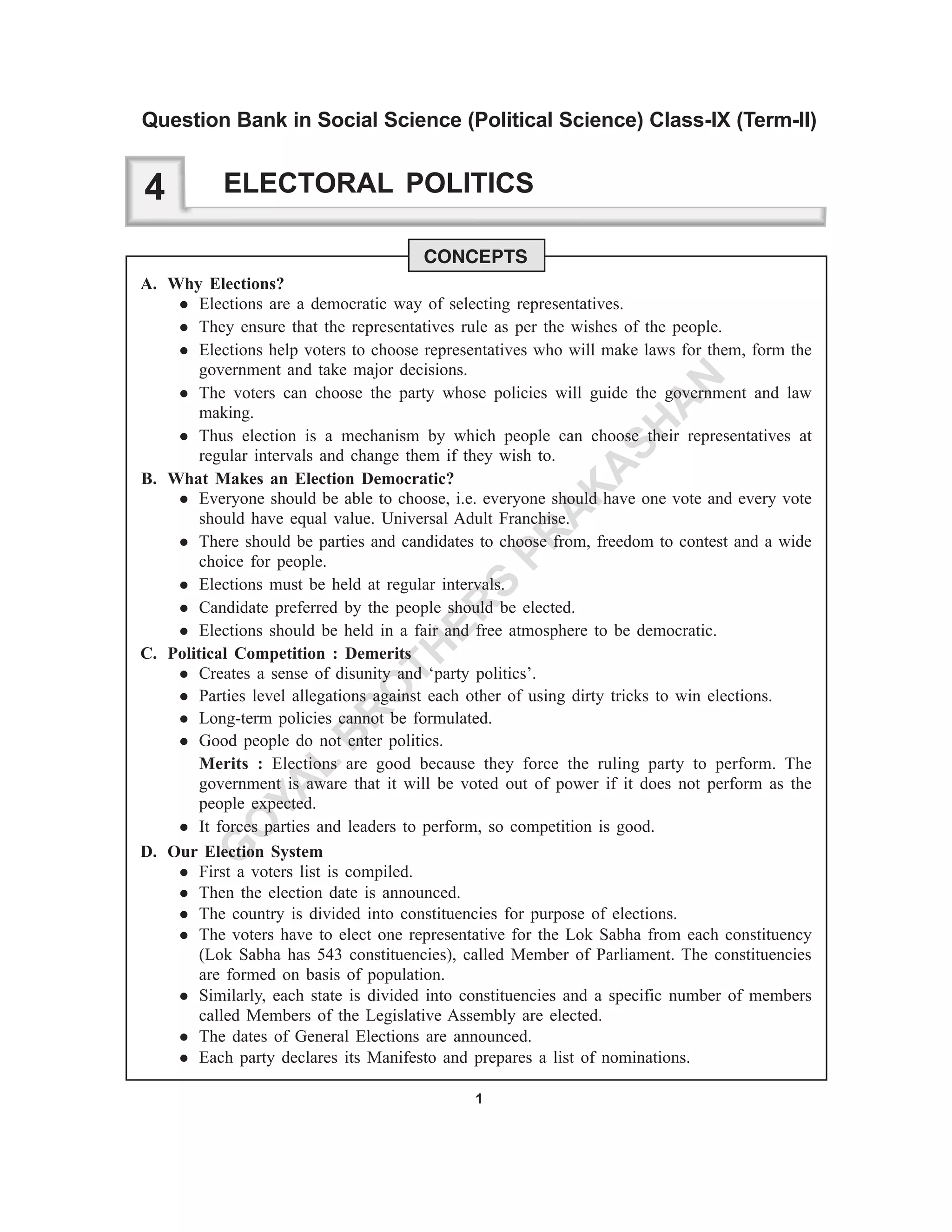 Electoral politics of class 9 | PDF