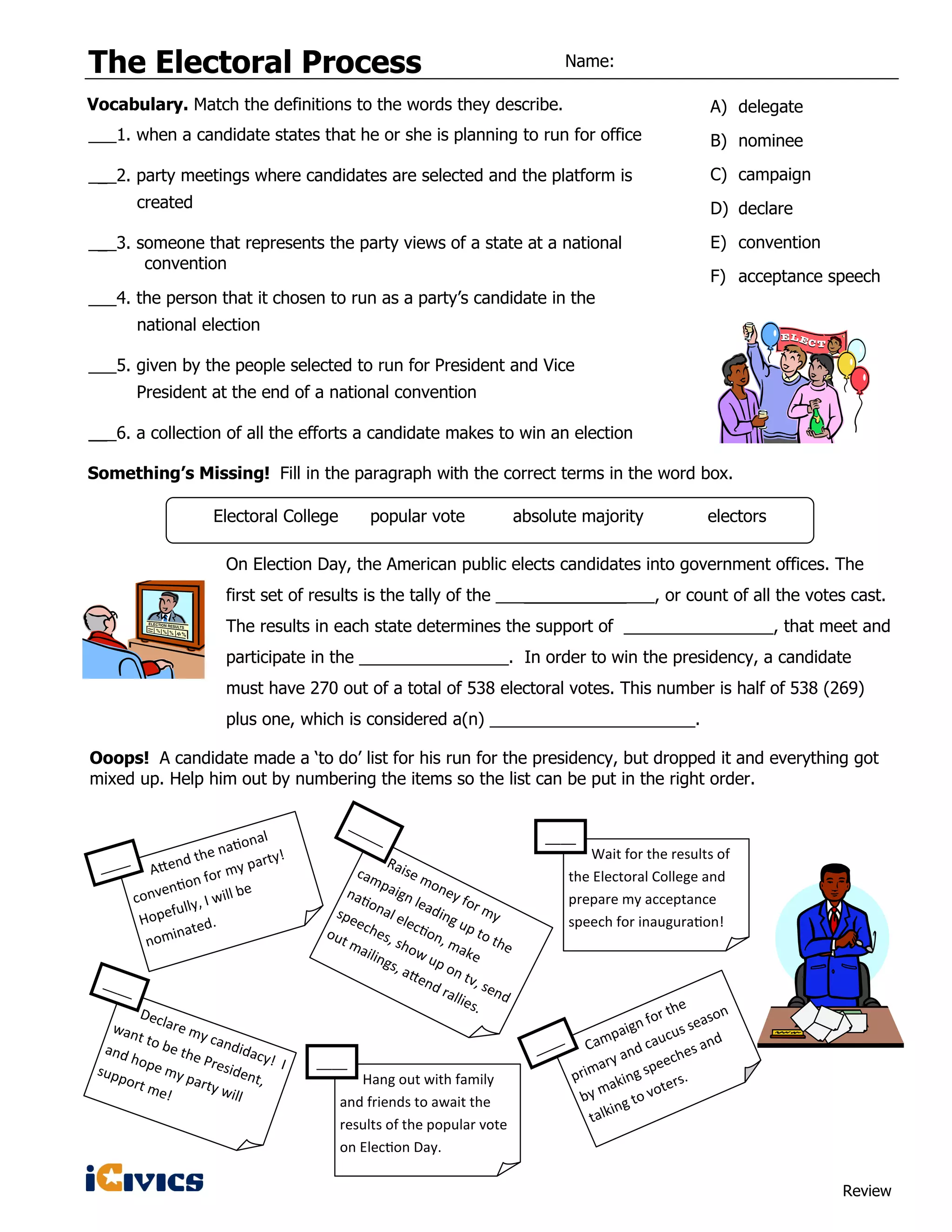 Electoral Process iCivics | PDF | Elections | Politics