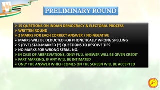 QUIZ ON ELECTORAL PROCESS & DEMOCRACY IN INDIA (PRELIMS) | PDF