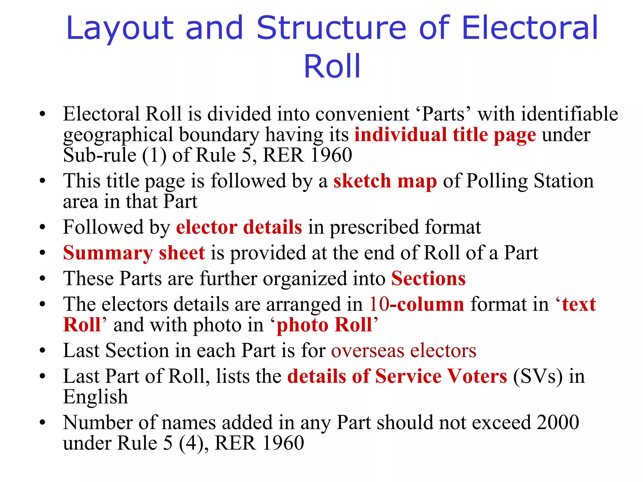 Electoral_Roll Layout and Types of Revision - Handout.ppt