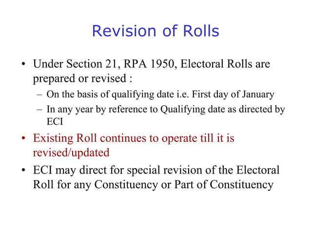 Electoral_Roll Layout and Types of Revision - Handout.ppt