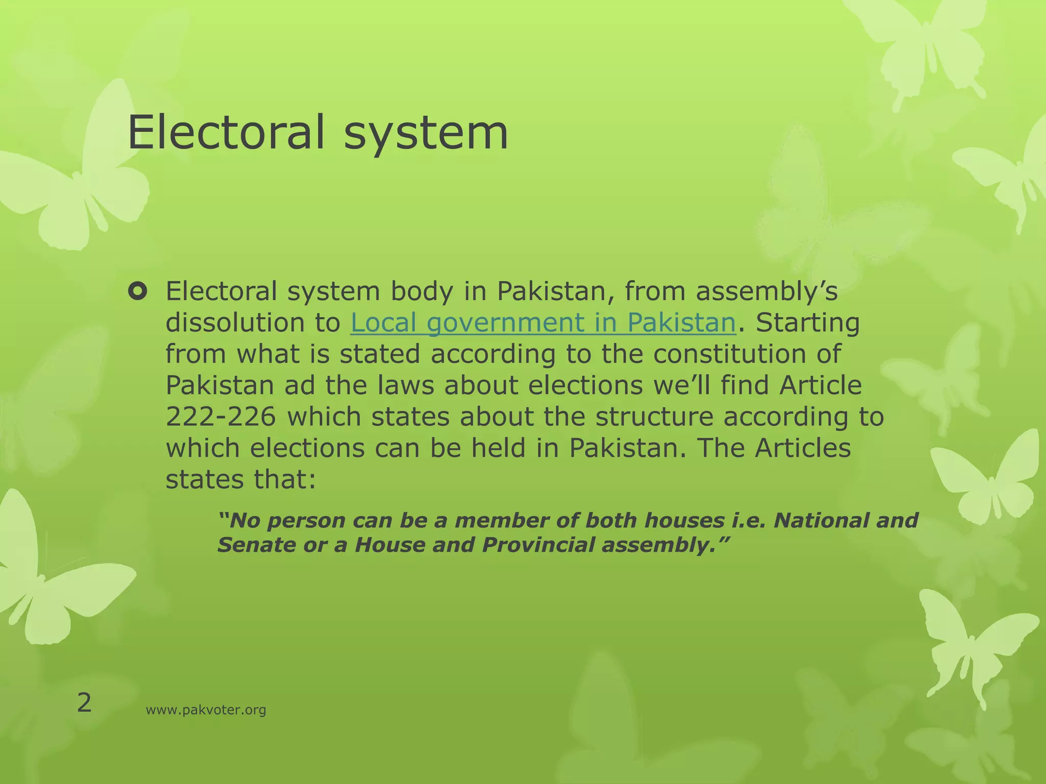 Electoral system in pakistan | PPTX