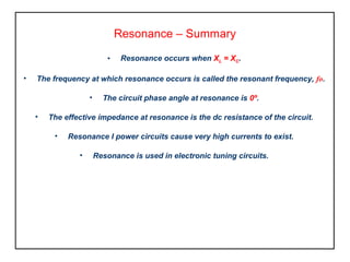Elect principles 2 ac circuits series resonance | PPT