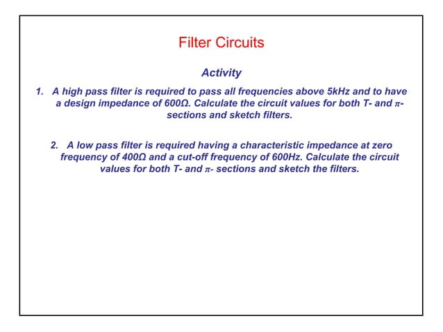 Elect principles 2 filter networks | PPT | Digital Audio | Computer ...