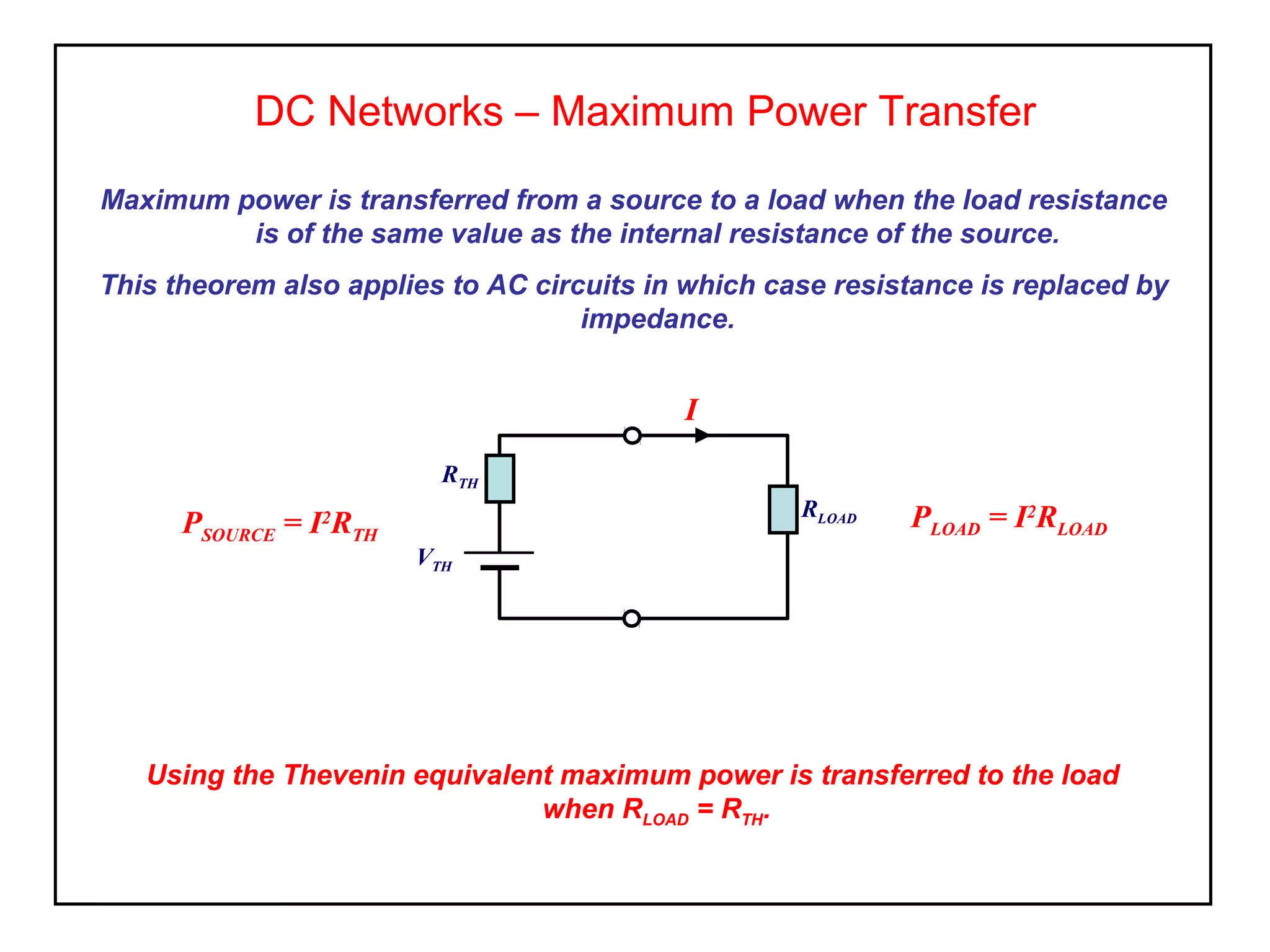 Elect principles 2 max power transfer | PPT | Computer Networking ...