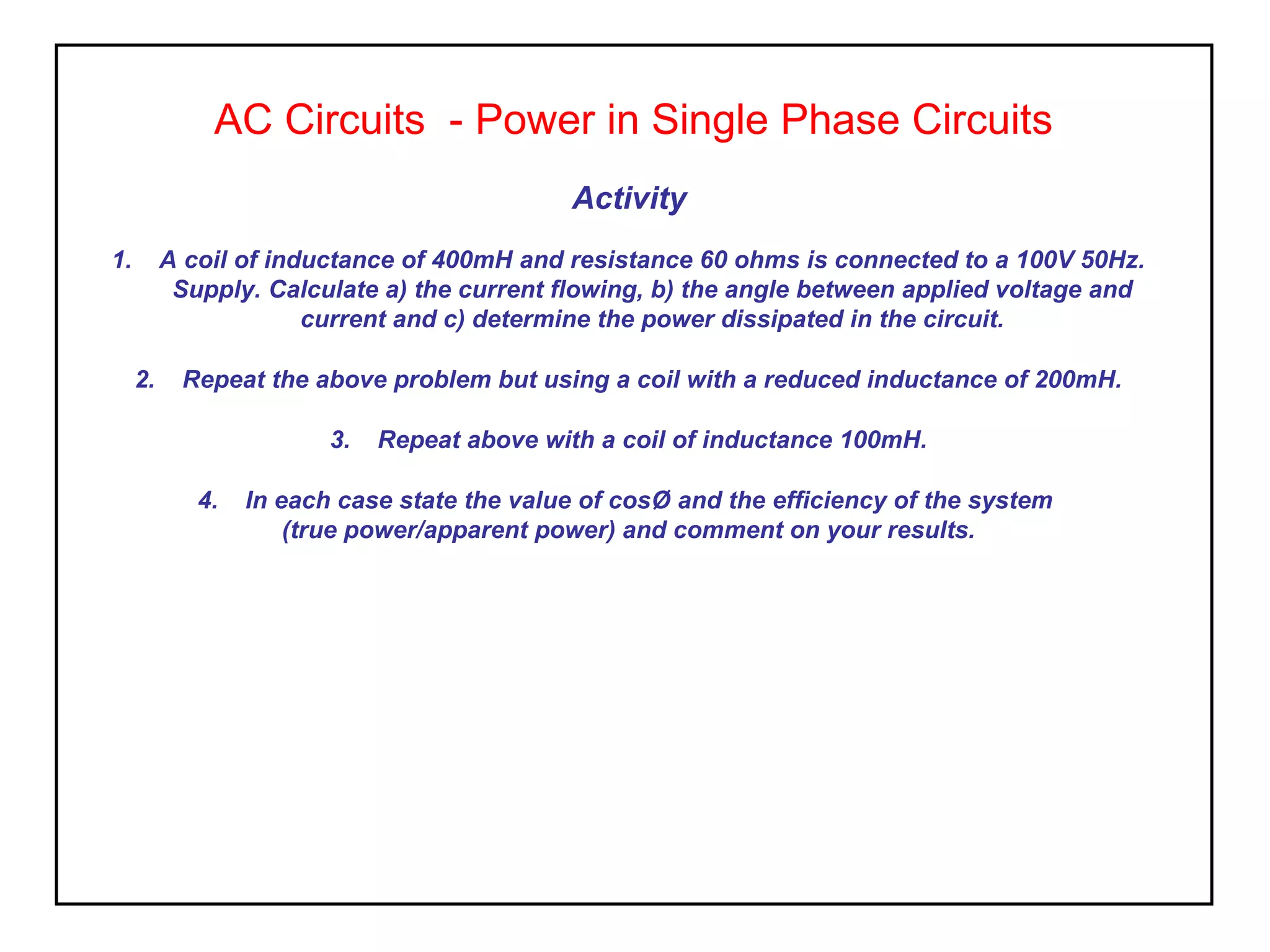 Elect principles 2 power in ac circuits | PPT