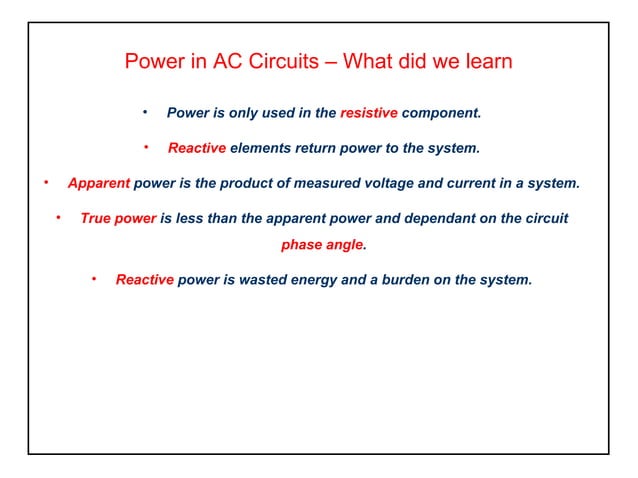 Elect principles 2 power in ac circuits | PPT