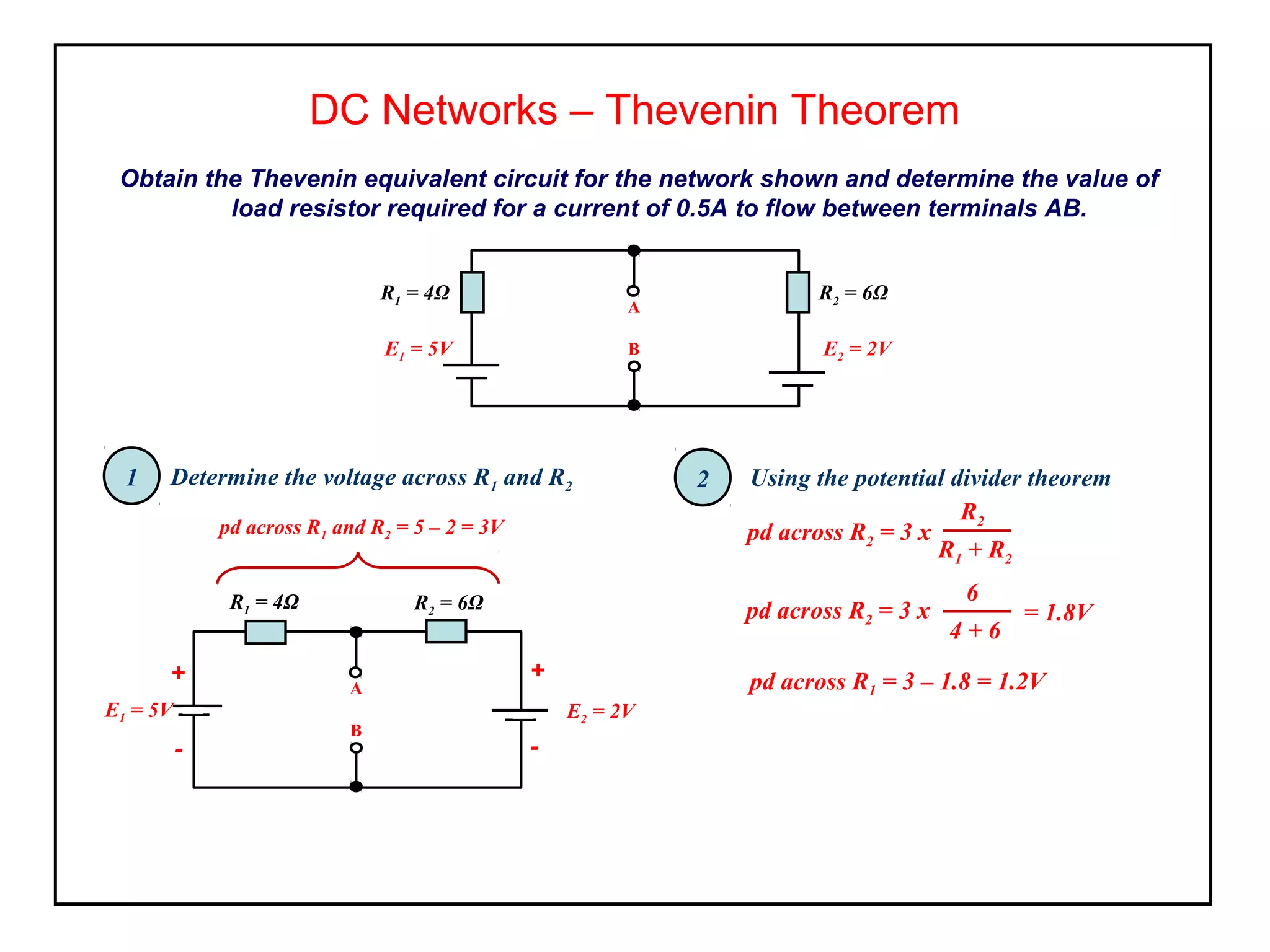 Elect principles 2 thevenin theorem | PPT | Physics | Science