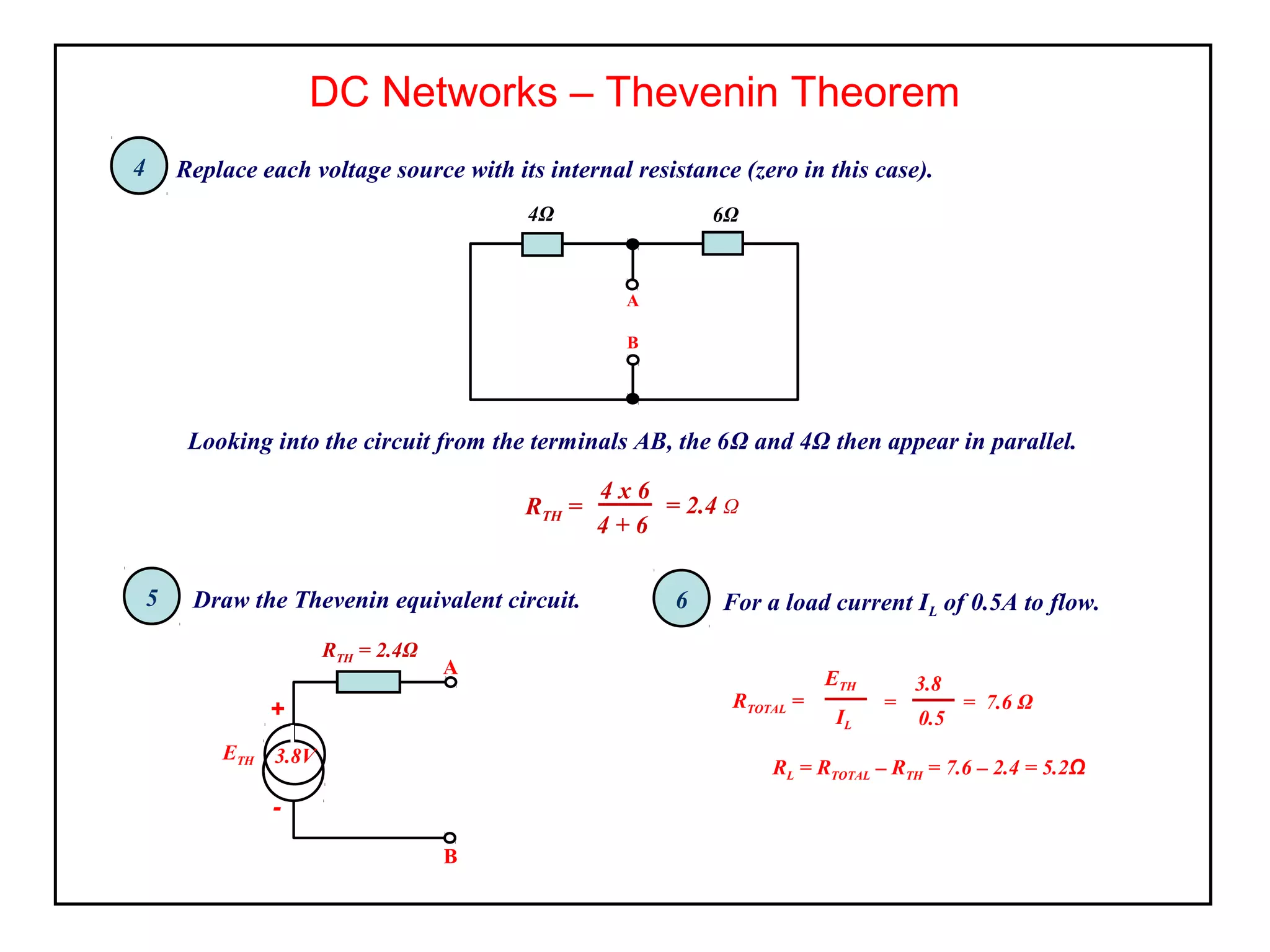 Elect principles 2 thevenin theorem | PPT | Physics | Science