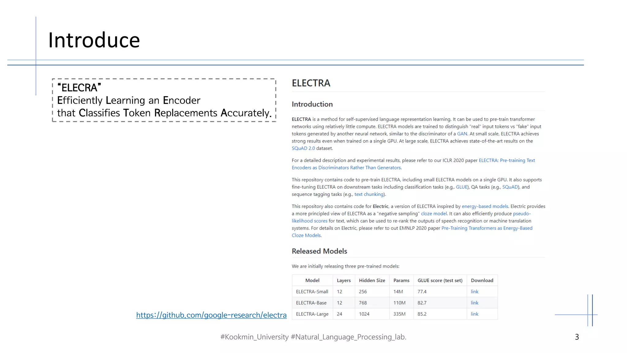 ELECTRA_Pretraining Text Encoders as Discriminators rather than Generators | PPT
