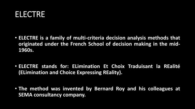 Electre Decision Making Method Pptx